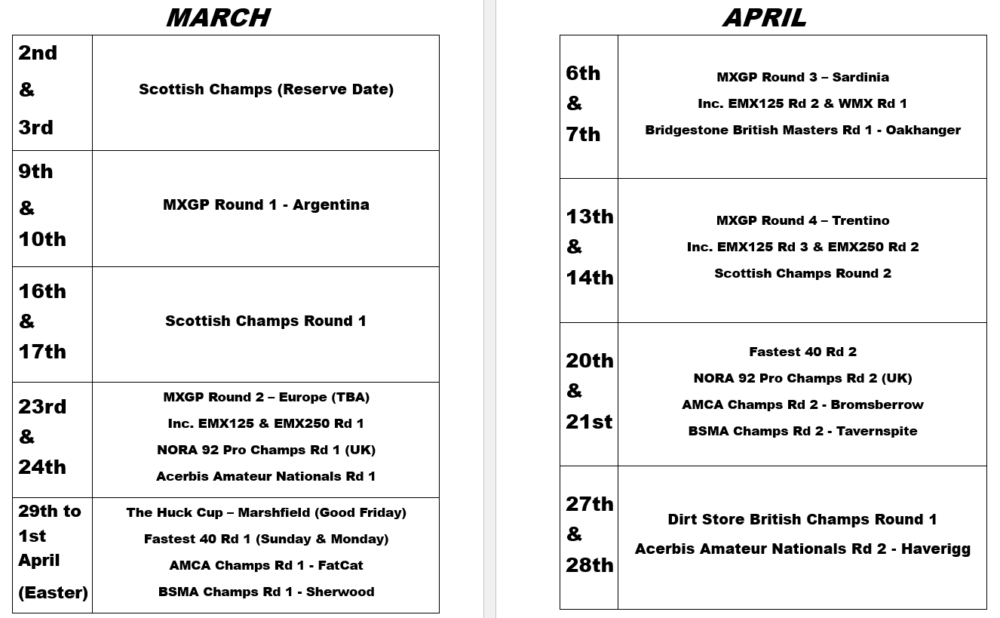 Futures Friday: Your guide to the 2024 British Motocross Calendar ...