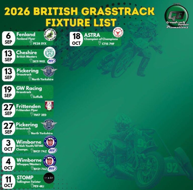 2026 British Grasstrack Fixture List - Dirt Hub